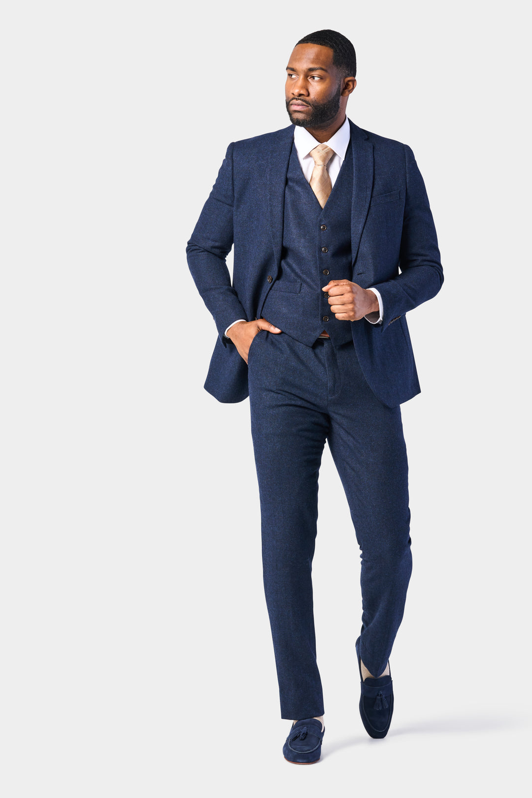 Navy Blue Tweed 3 Piece Suit | Mensuits.com | Suits Starting At $249 ...