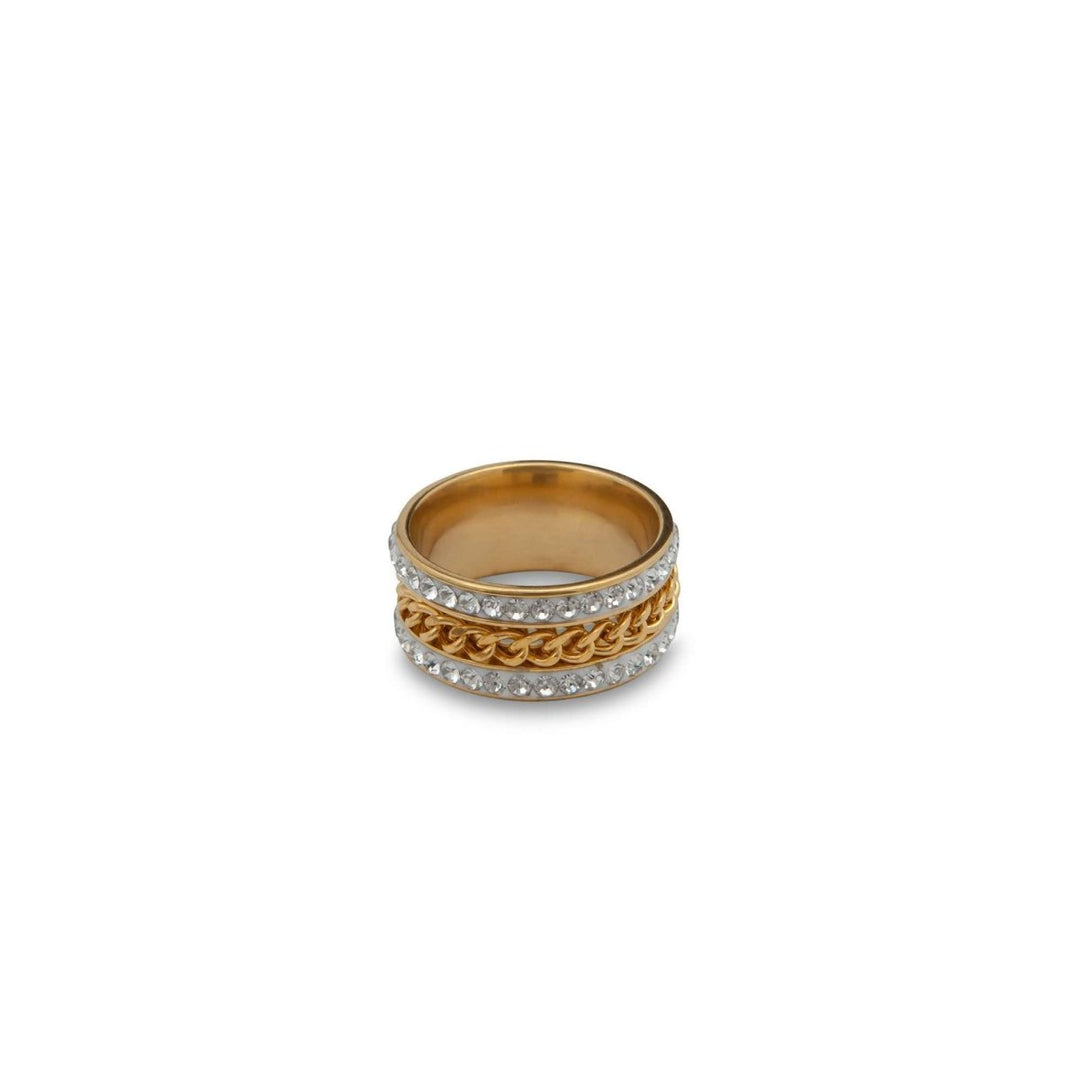 DIamond Bezzled Braided Gold Chain Ring – MenSuits