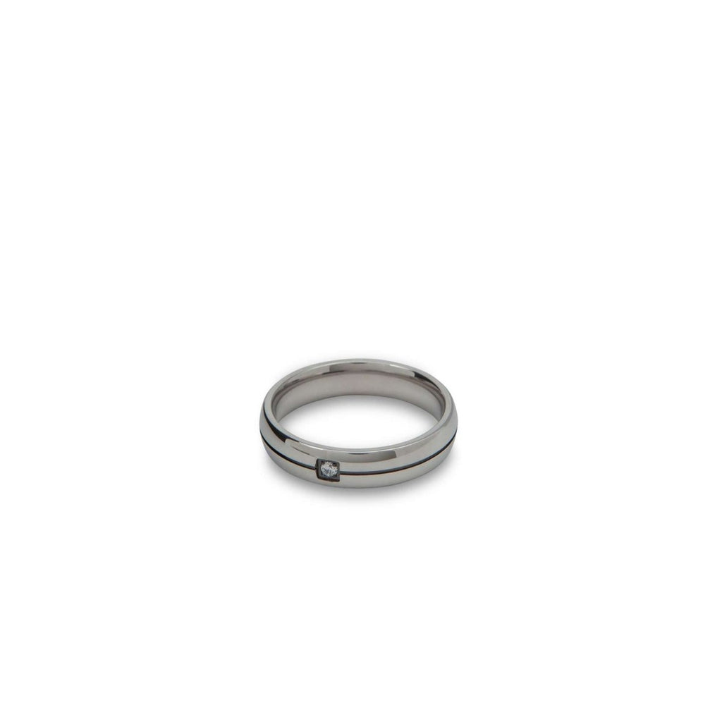 Silver Band with Embedded Diamond Ring | MenSuits